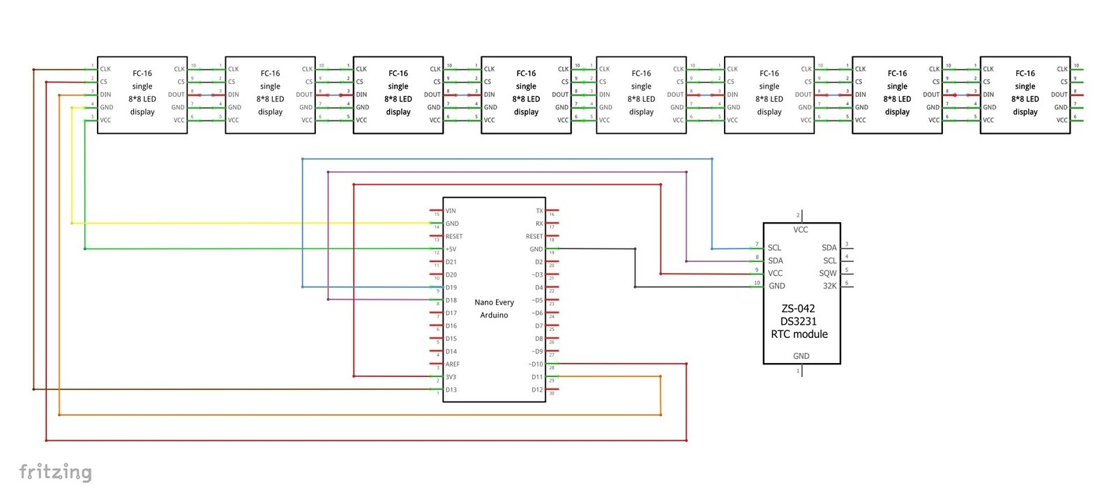 Word Clock using MAX7219 LED Dot Matrix Display - Wiztaqnia